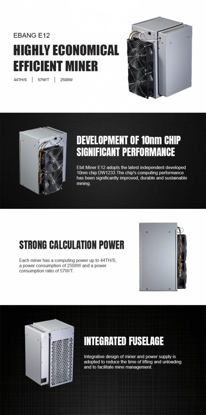 Ebang Ebit E12 44th Bitcoin Miner Profitability High Asic Miner Equipment 2508w